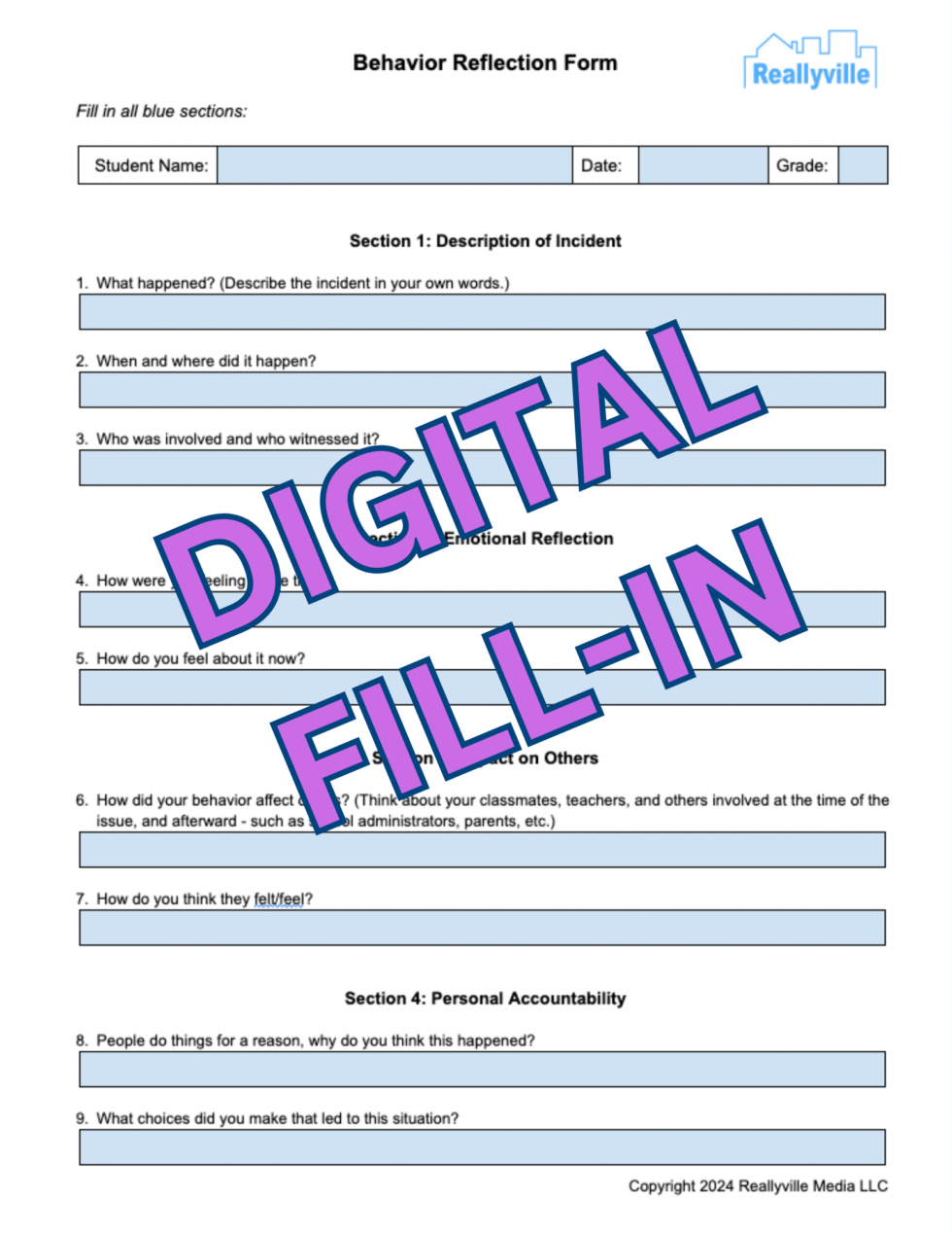 Behavior Reflection Forms - Reallyville